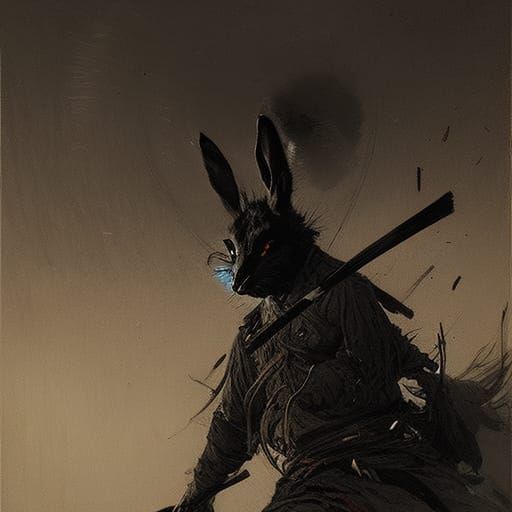 Samurai Rabbits horror Gustave Doré Greg Rutkowski - AI Generated ...