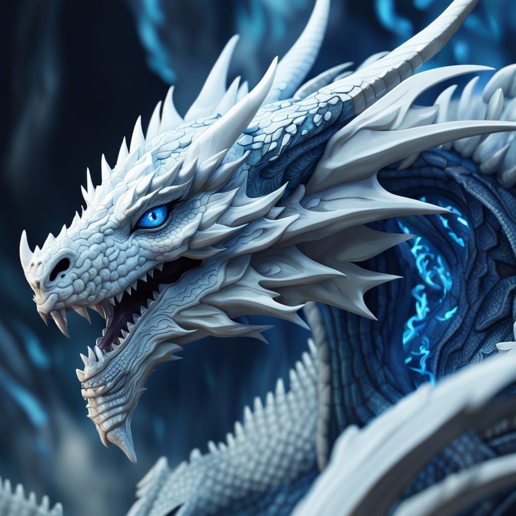 Blue White Dragon - AI Generated Artwork - NightCafe Creator