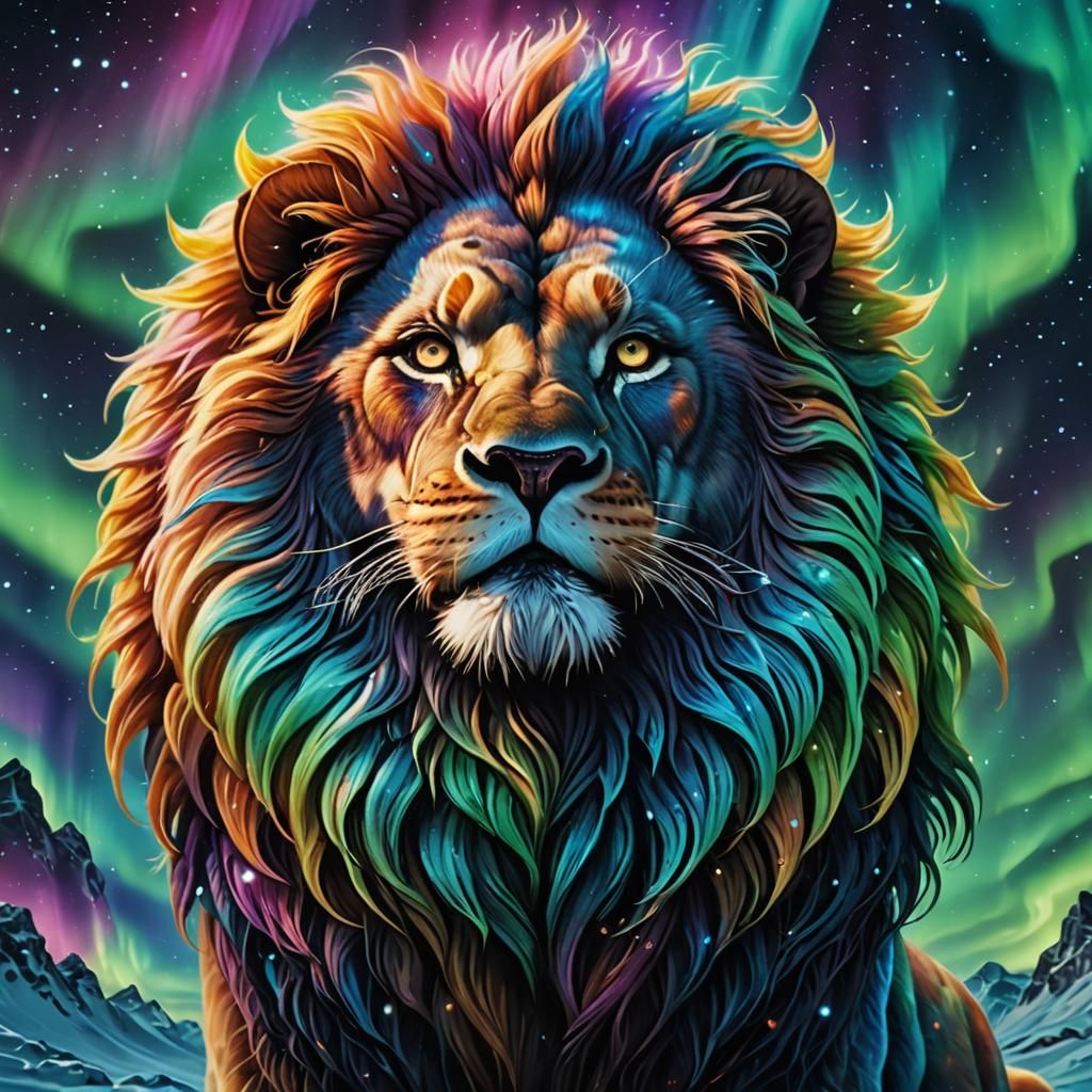 Cosmic Lion Shamanic - AI Generated Artwork - NightCafe Creator