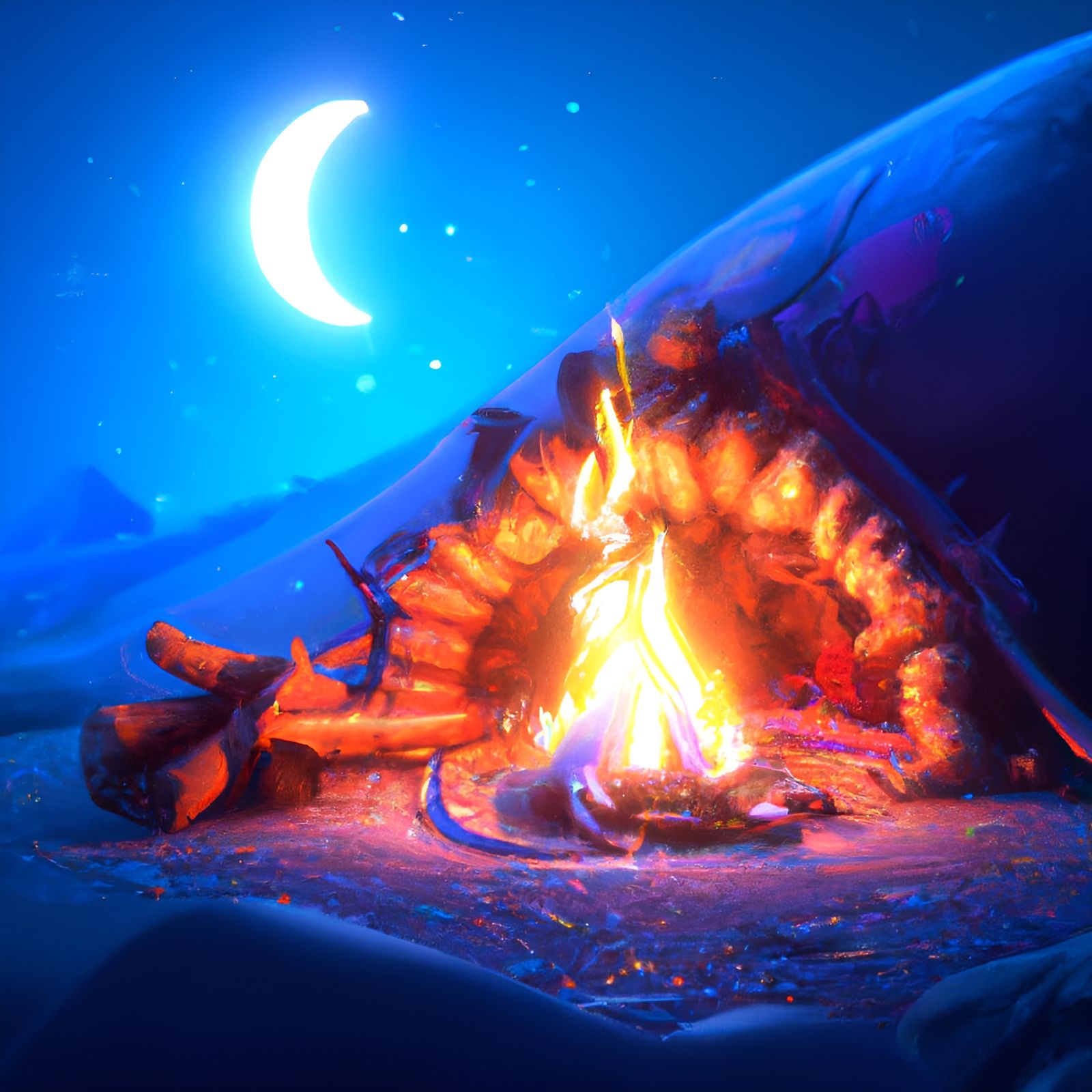 Warm desert campfire - AI Generated Artwork - NightCafe Creator