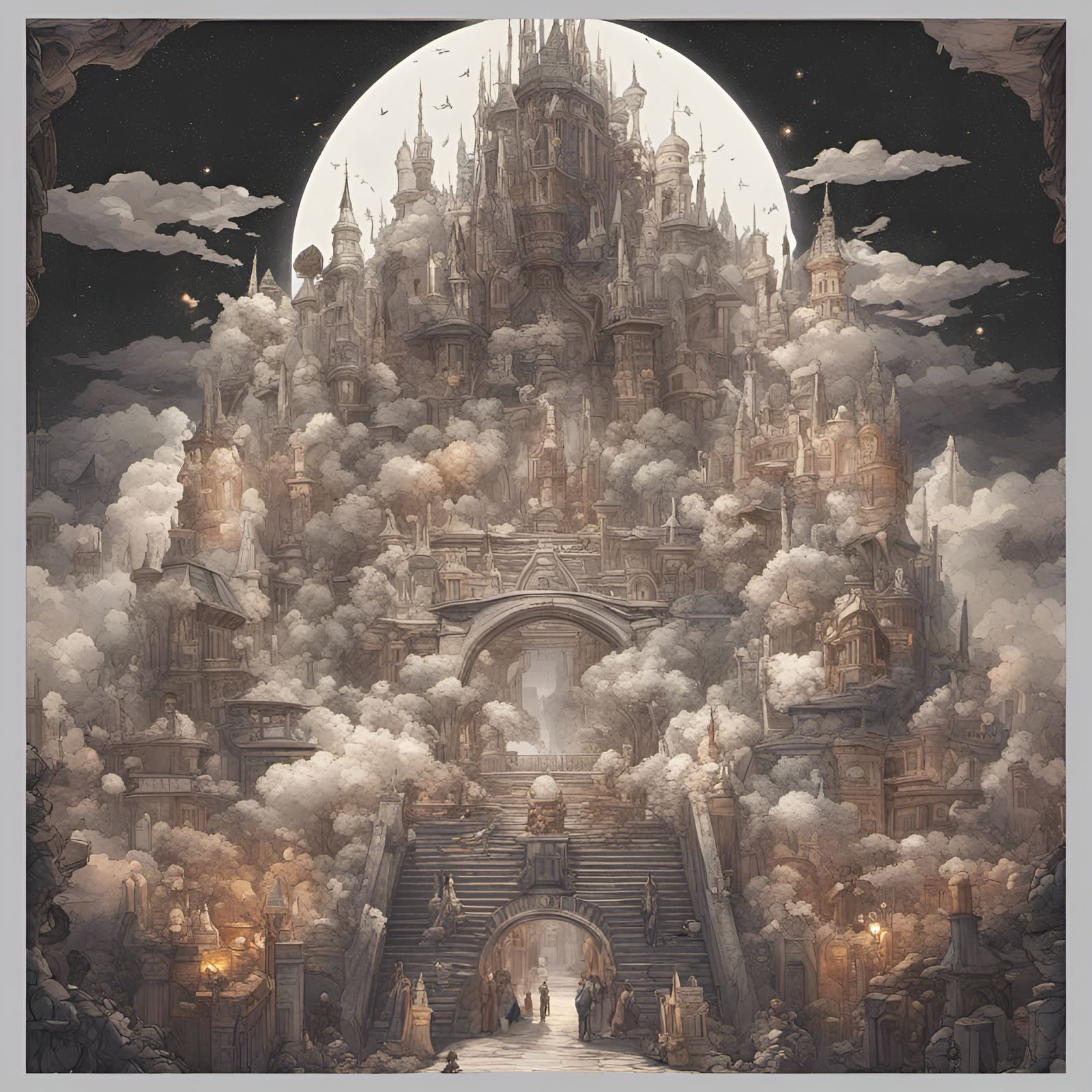Medieval Moon Light Castle - AI Generated Artwork - NightCafe Creator