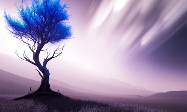 Calm Colors Blue Tree Wallpaper - AI Generated Artwork - NightCafe Creator