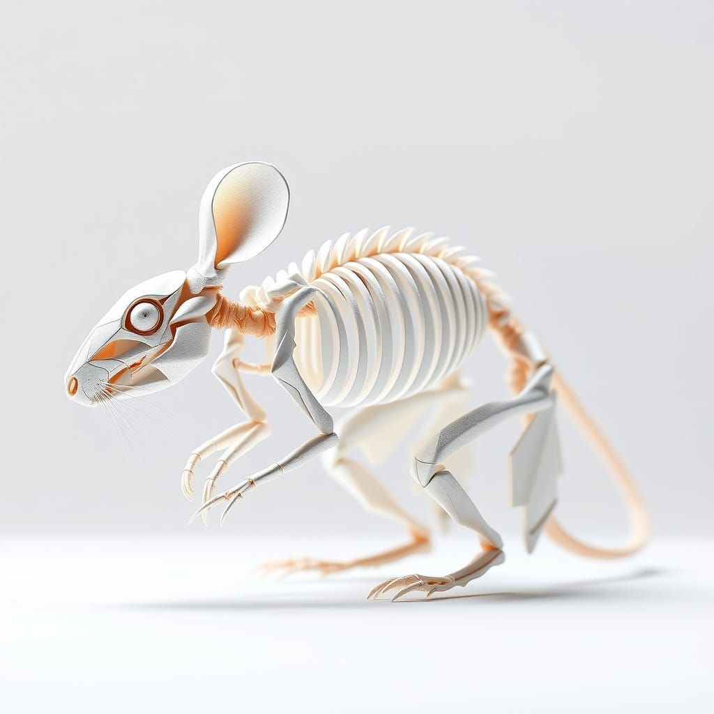 rat anatomy, bones, low poly - Intricate Low-Poly Rat Skelet...