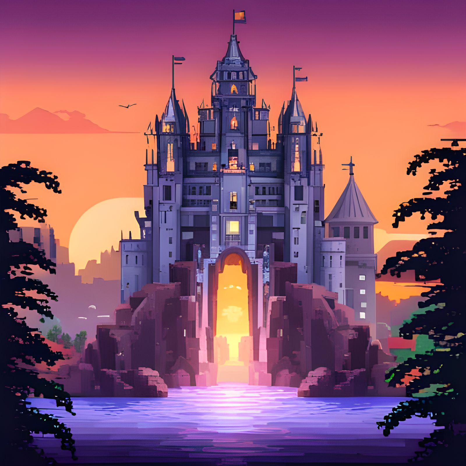 Castle of pixels - AI Generated Artwork - NightCafe Creator