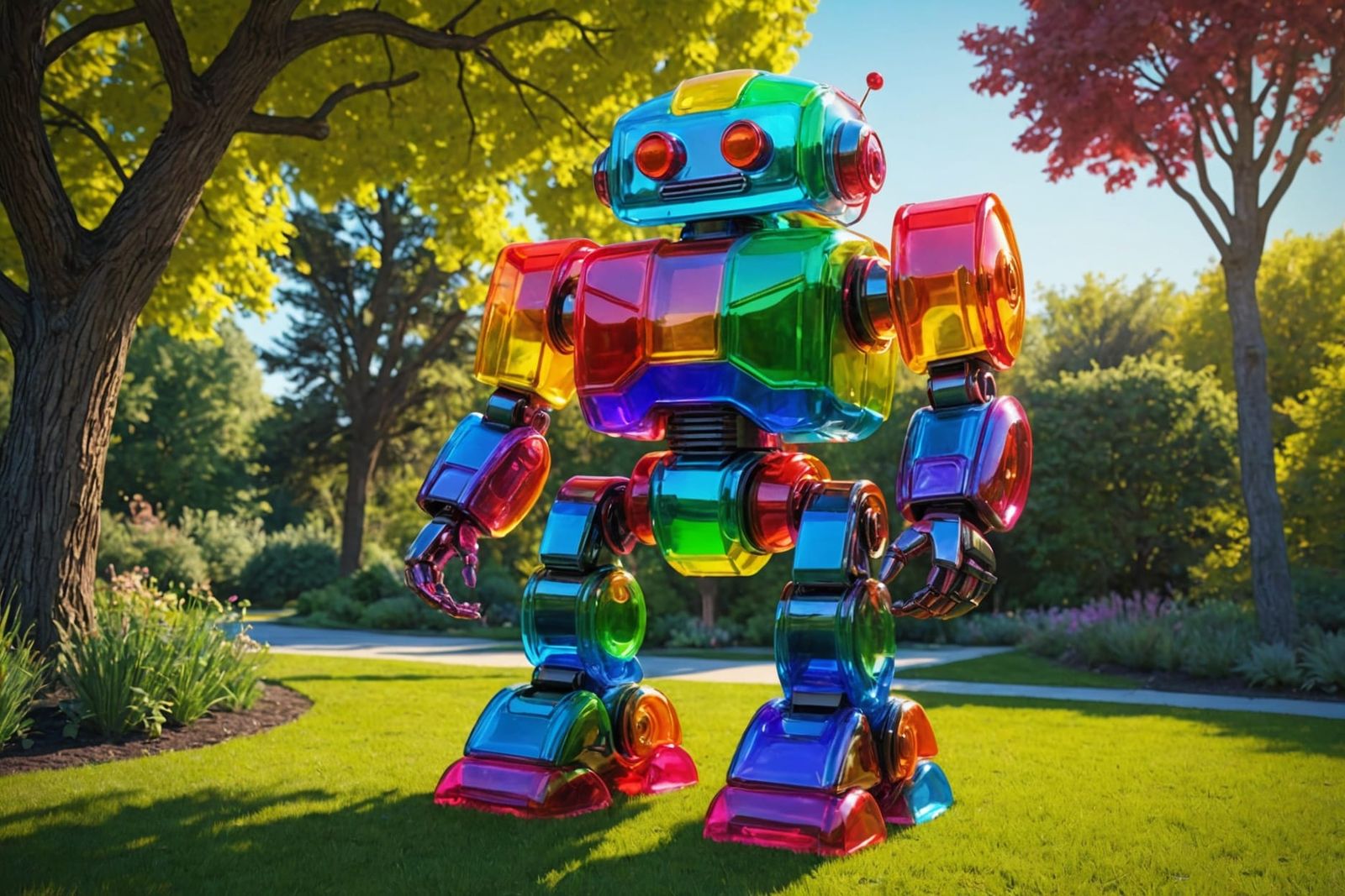 Highly Detailed translucent rainbow jello jelly colored majestic robot ...