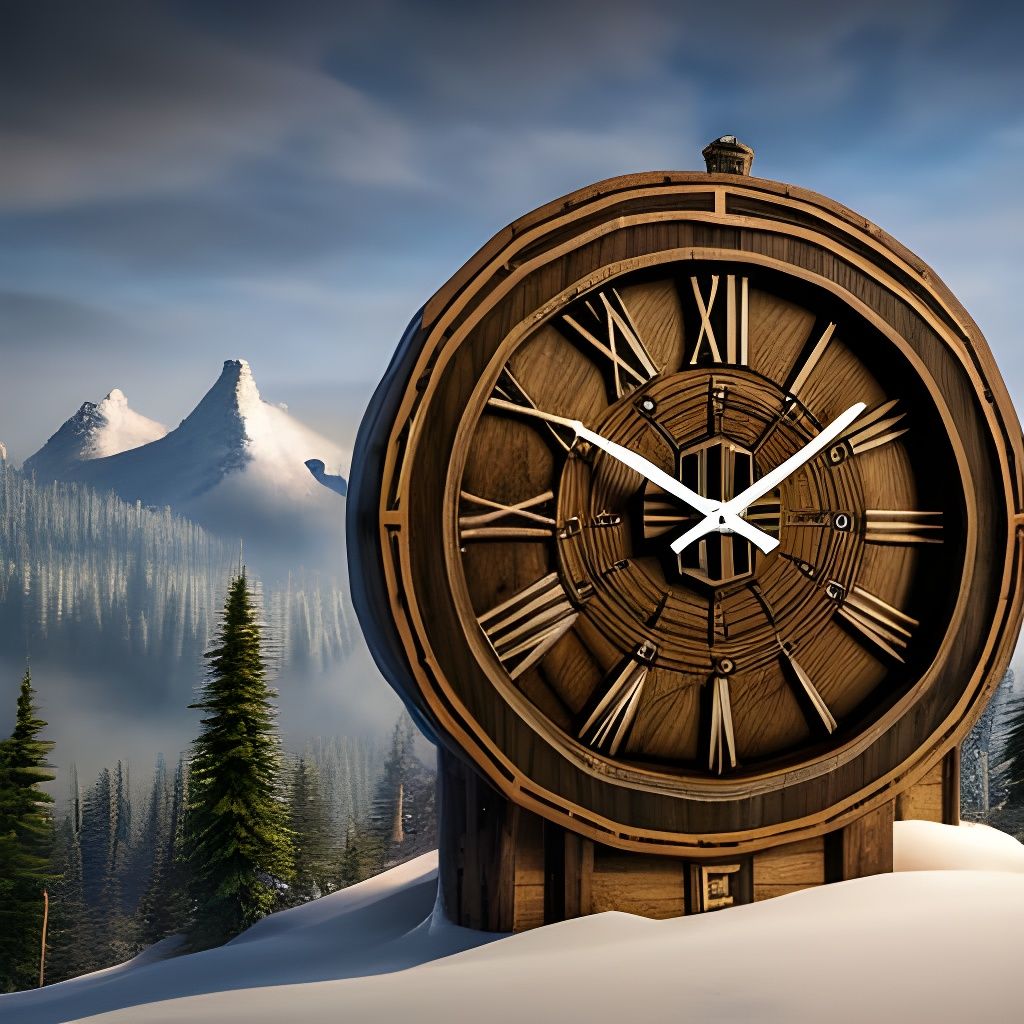 Wooden Mountain Clock - AI Generated Artwork - NightCafe Creator