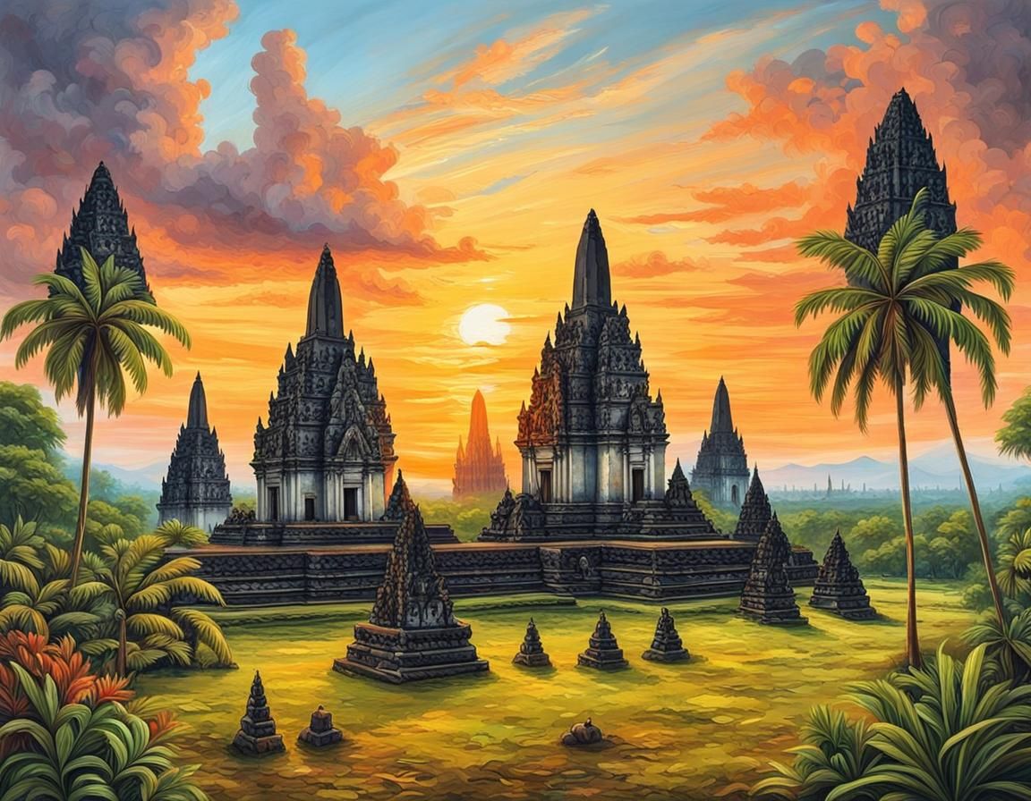Candi Prambanan Java Indonesia - AI Generated Artwork - NightCafe Creator