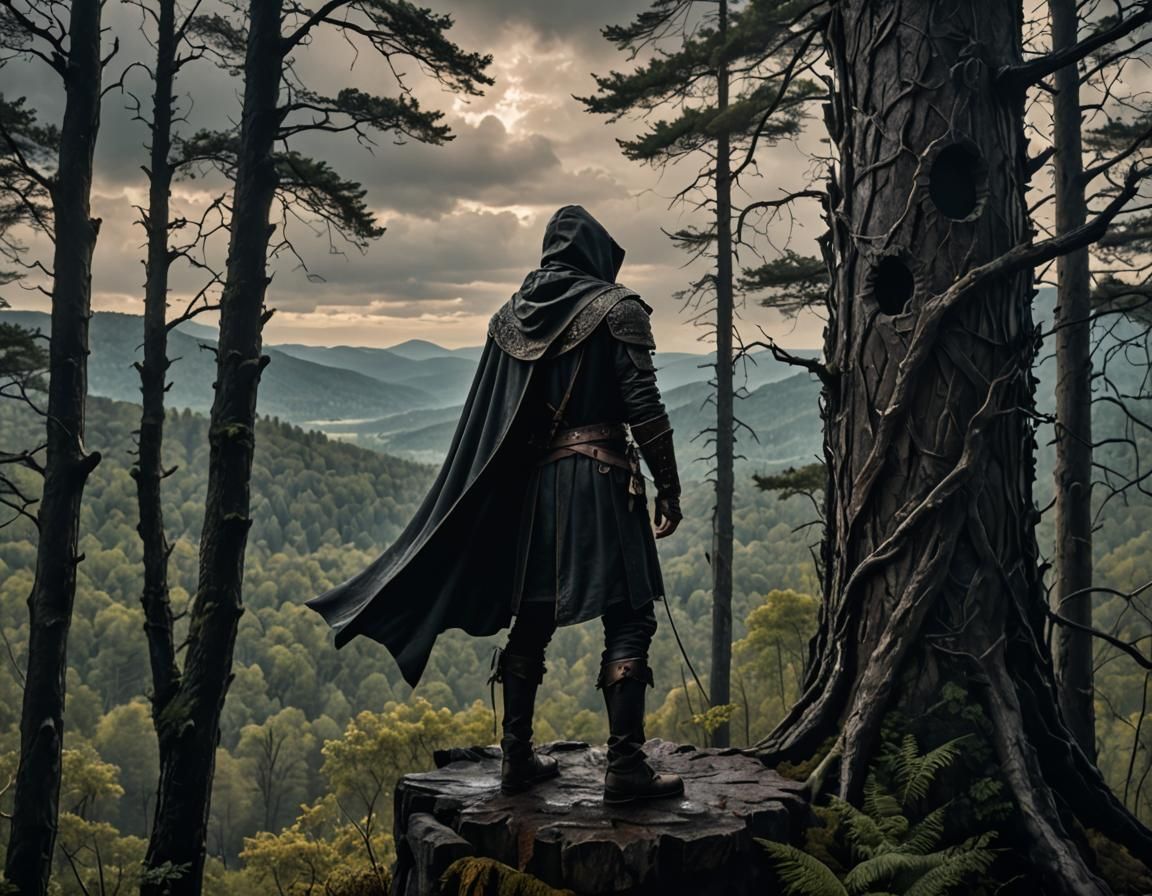 Ranger overlooking a vast forest - AI Generated Artwork - NightCafe Creator