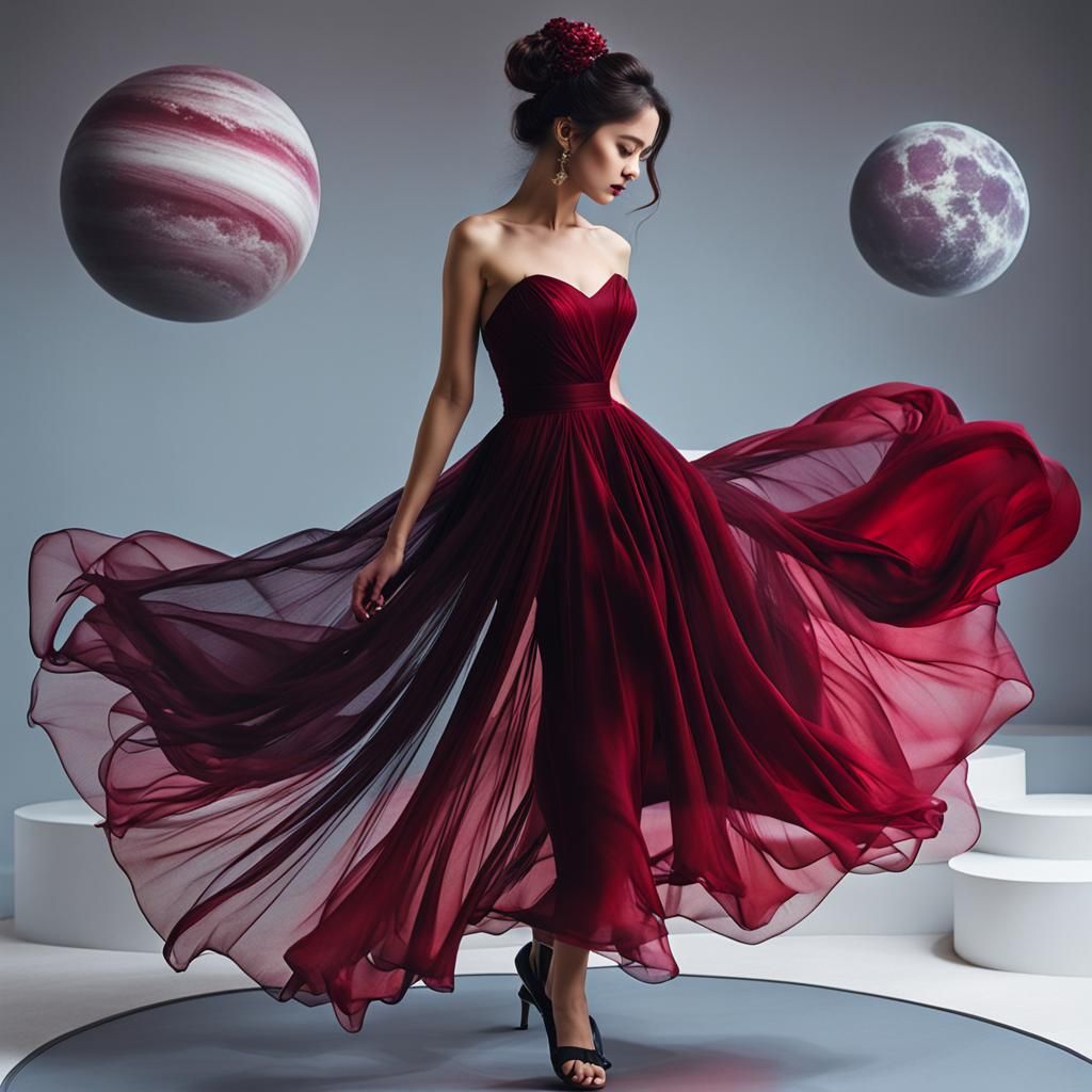 Shades Of Red Loose Fitting Evening Gowns Realistic & Creative. Redone. - AI Generated Artwork ...