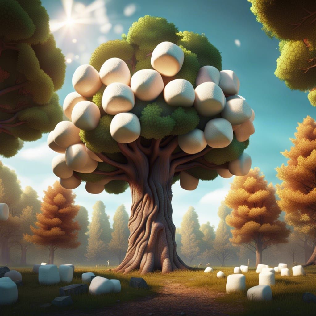 Marshmallow tree 1 - AI Generated Artwork - NightCafe Creator