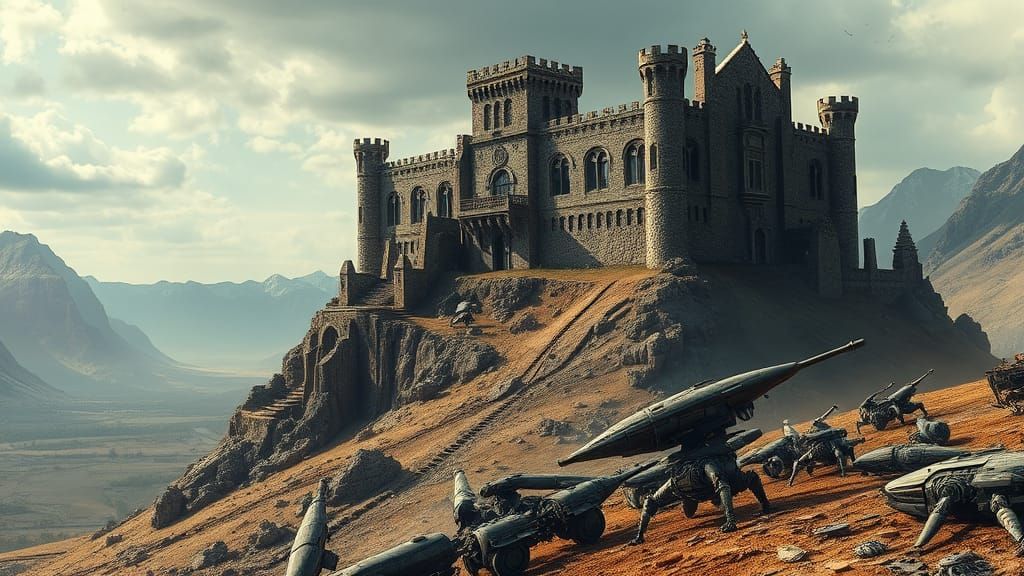 Medieval Castle Amidst Post-Apocalyptic Wasteland ... - AI Art