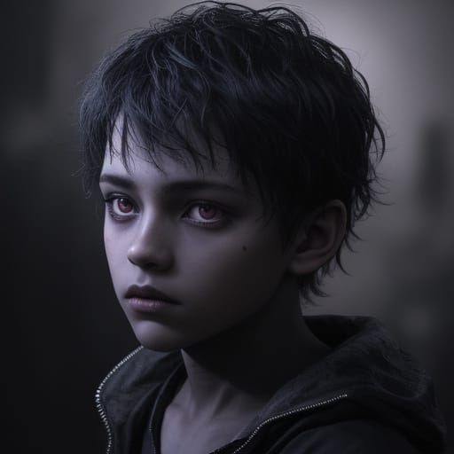 dark moody portrait - Surreal Boy Portrait with Glowing Eyes...