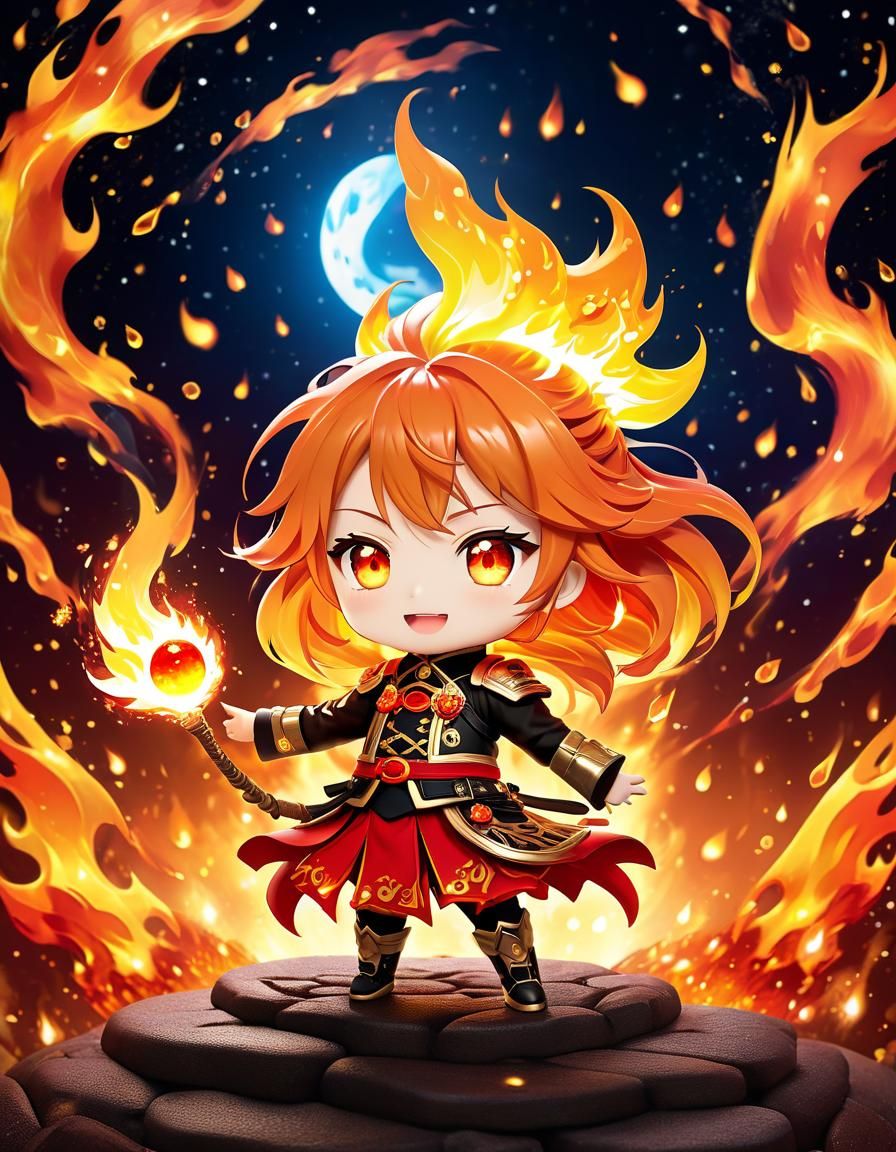 Chibi Queen of Fire - AI Generated Artwork - NightCafe Creator