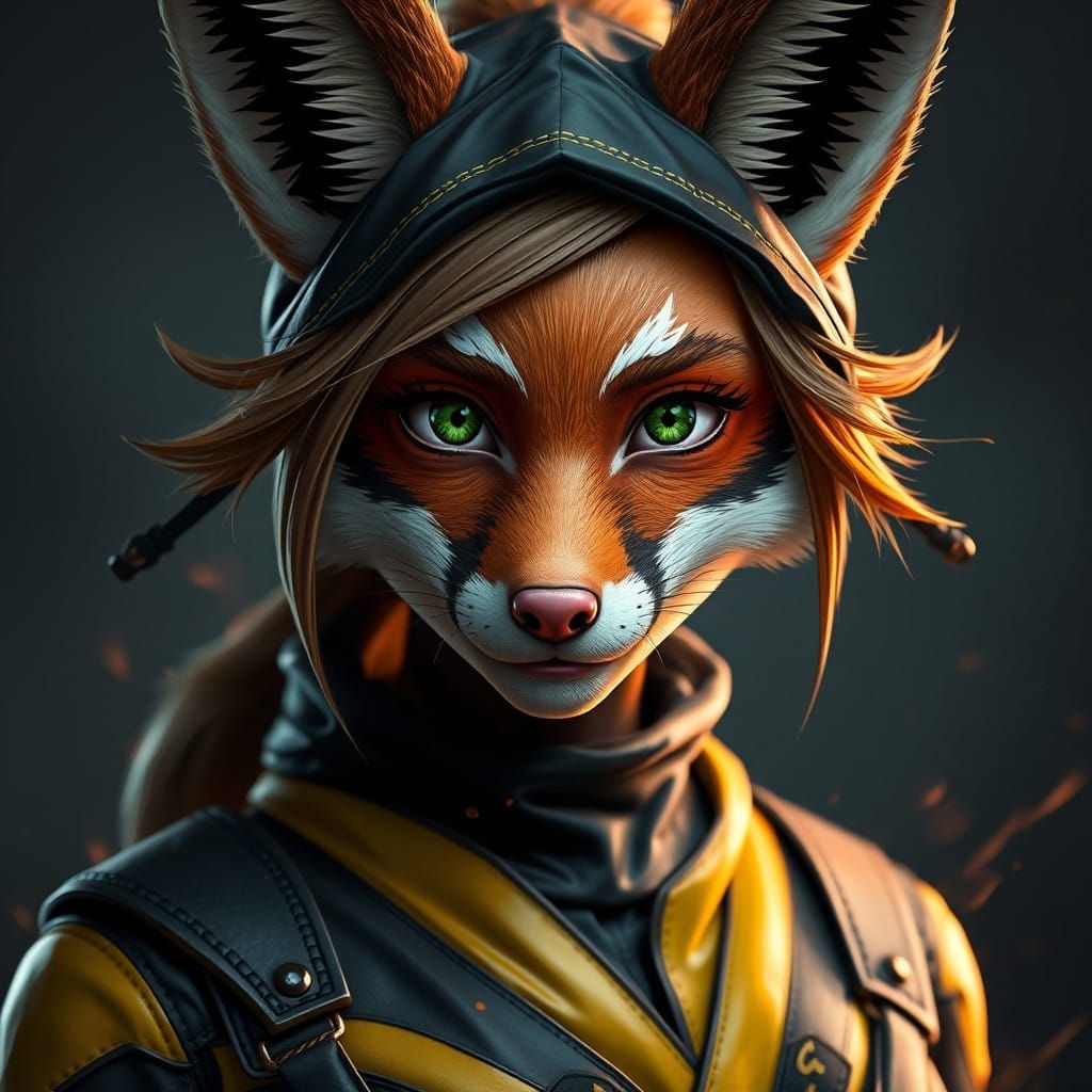 Mystical Ninja Foxess in a Splash of Triadic Color... - AI Art