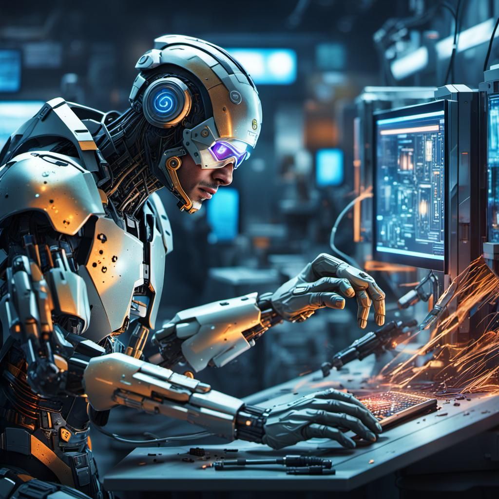 Cyborg repair station - AI Generated Artwork - NightCafe Creator