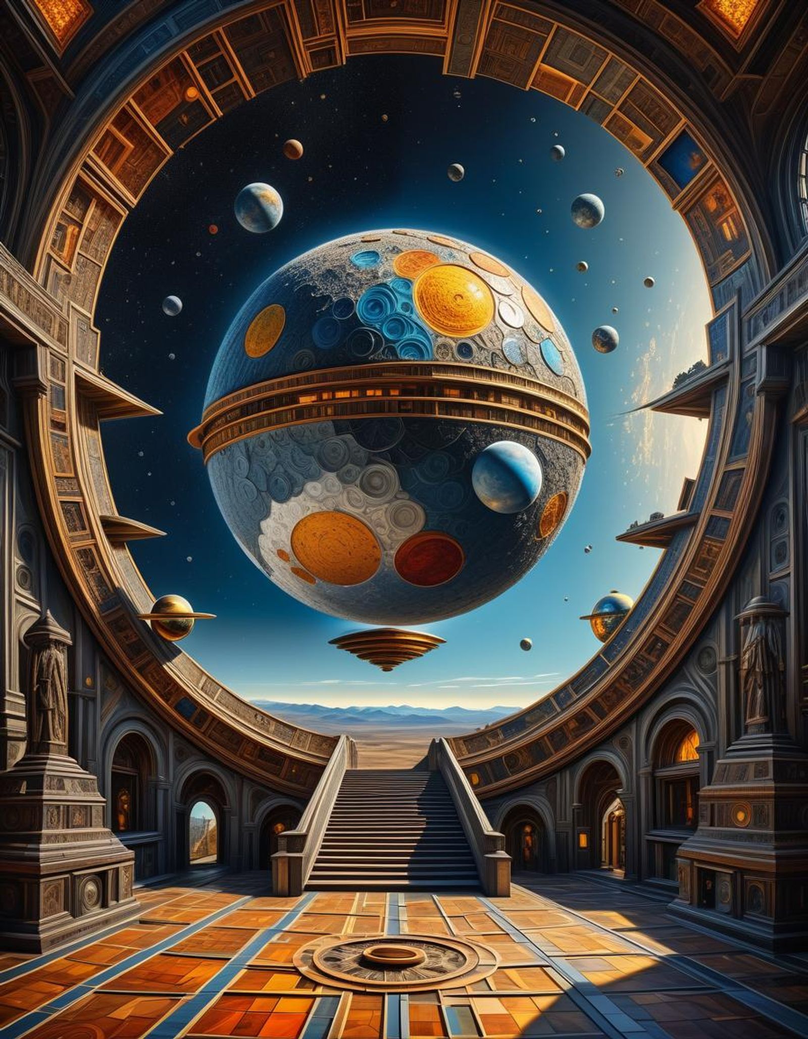 surrealist painting with the Impasto technique of geometric ...