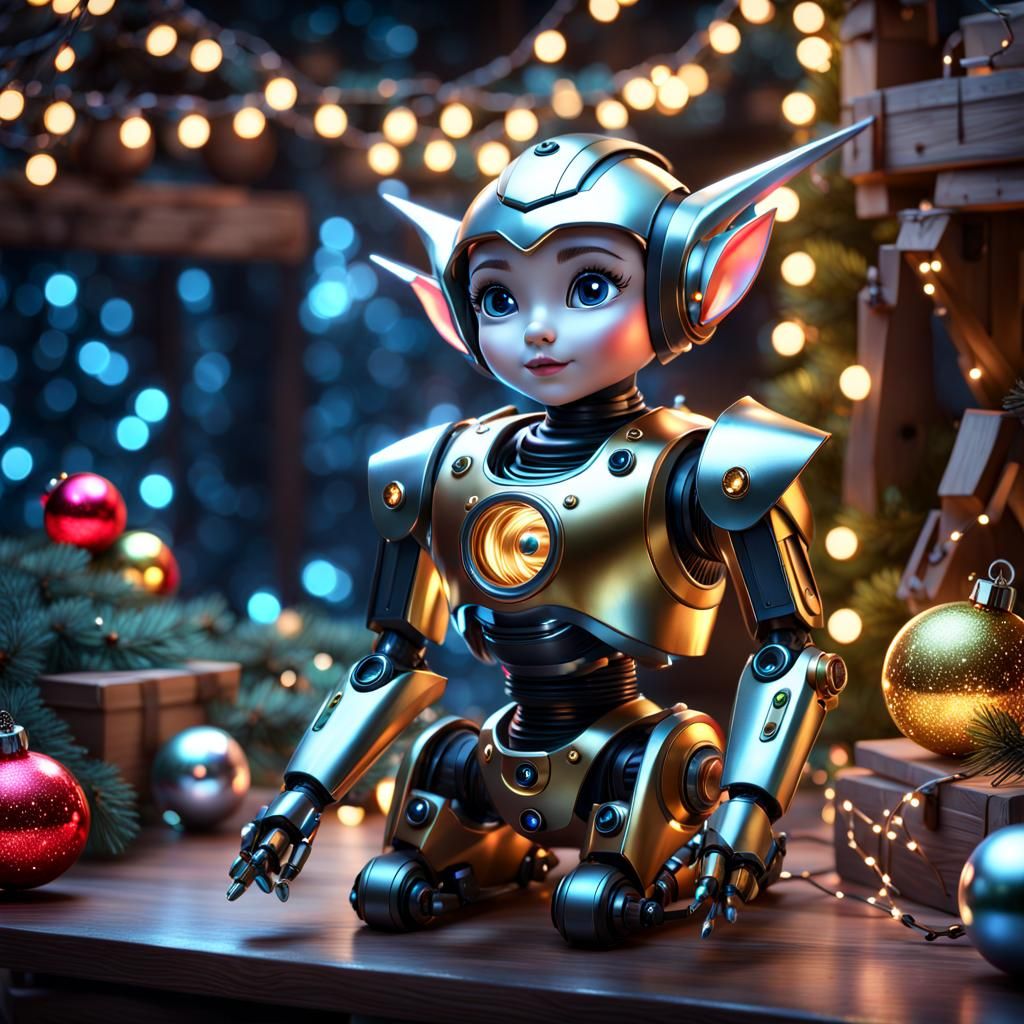 Robotic Christmas Elf - AI Generated Artwork - NightCafe Creator