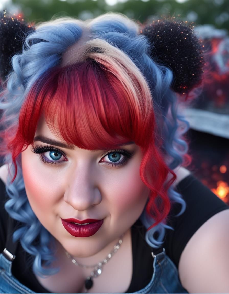 Hot Beautiful Bright Crimson Red Curly Longhaired Sweaty Emo Pale Skinned Curvaceous