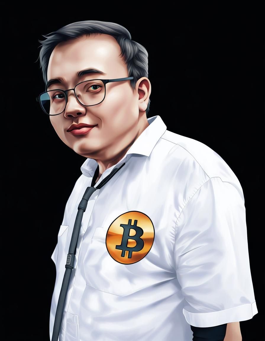 I standing and holding the BTC symbol in the Road pattern ETH symbol on ...