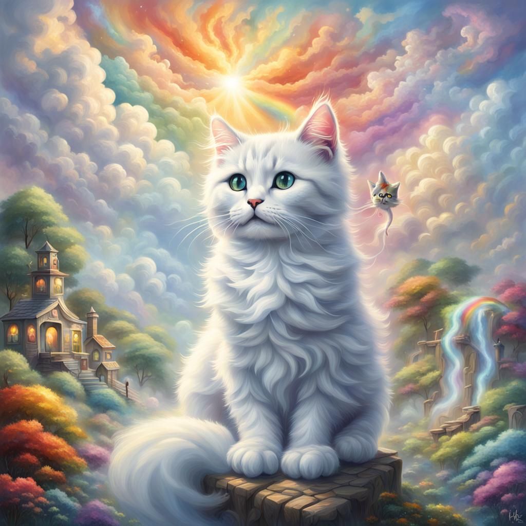Cat and cloud with rainbow - AI Generated Artwork - NightCafe Creator