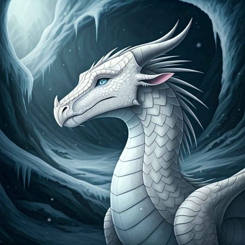 Icicle - Regal IceWing-NightWing Hybrid Dragoness in Icy Lan...