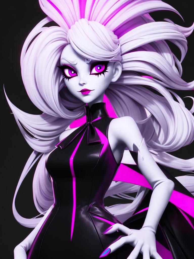 hazbin hotel female original character white hair white skin magenta ...