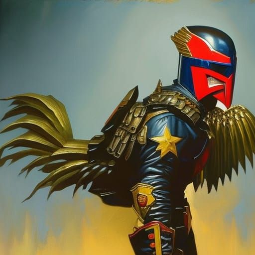 Rooster dressed like Judge Dredd - AI Generated Artwork - NightCafe Creator