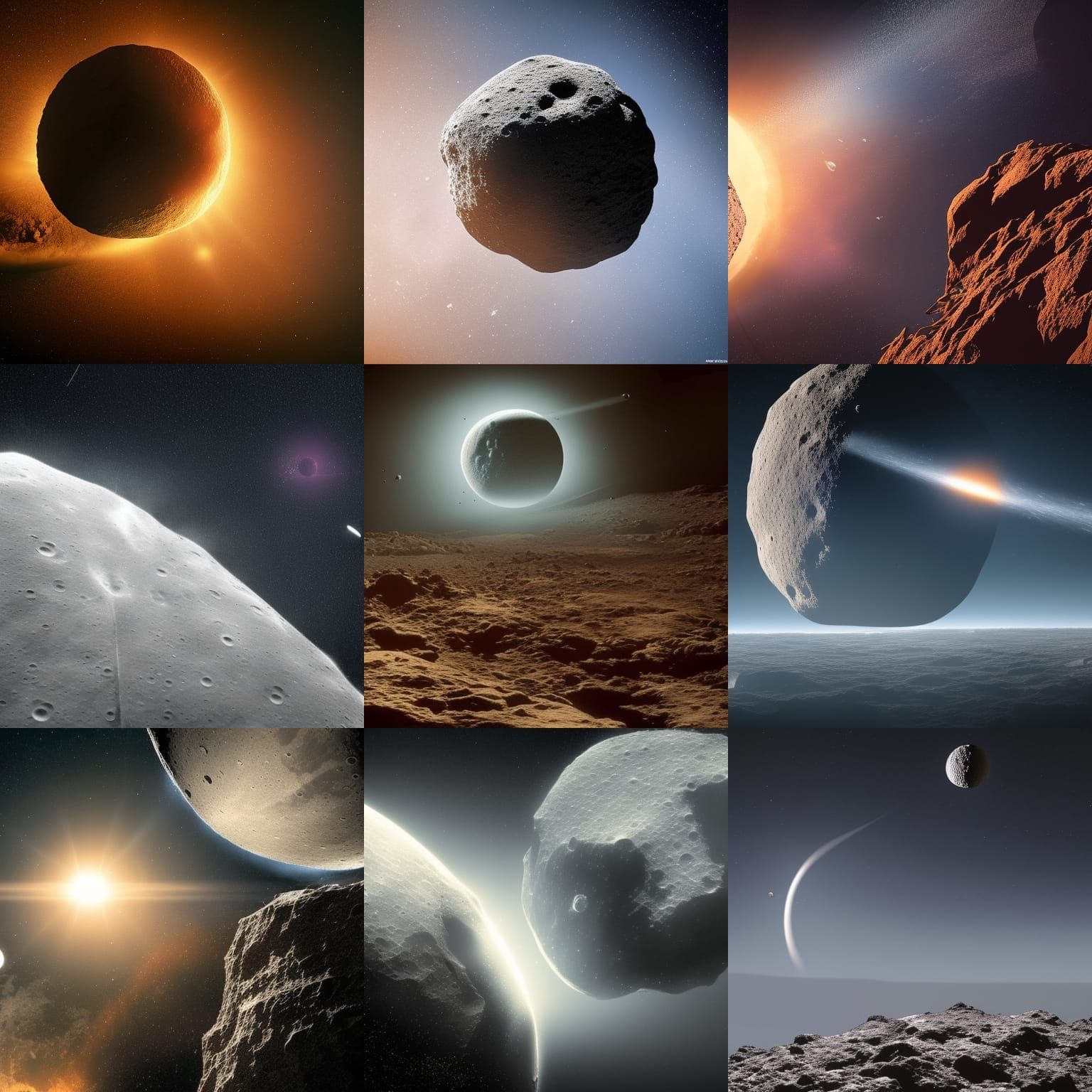 asteroid going through the moon shattering it wide shot - AI Generated ...