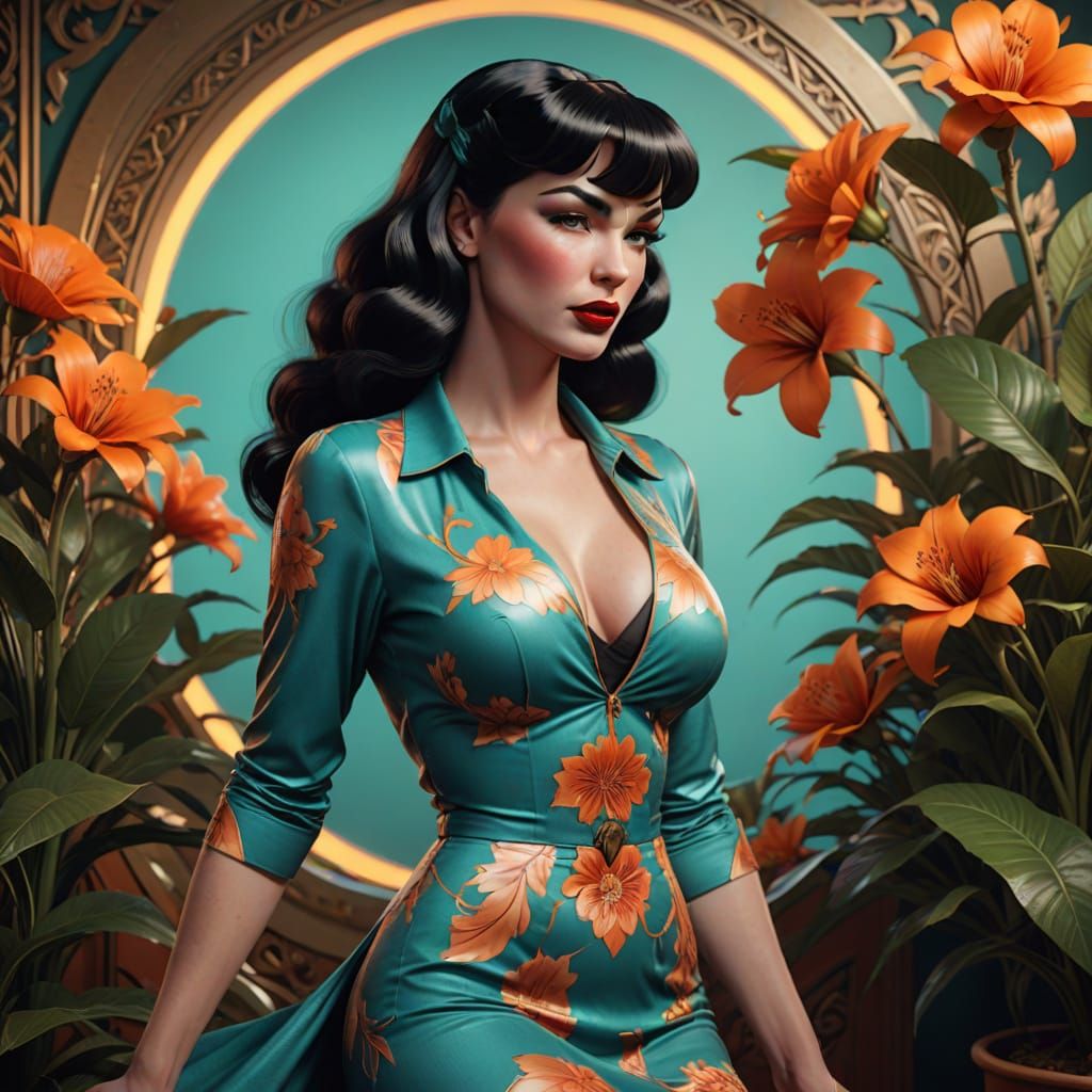 Seductive Pin-Up Goddess in Tropical Paradise, in ... - AI Art