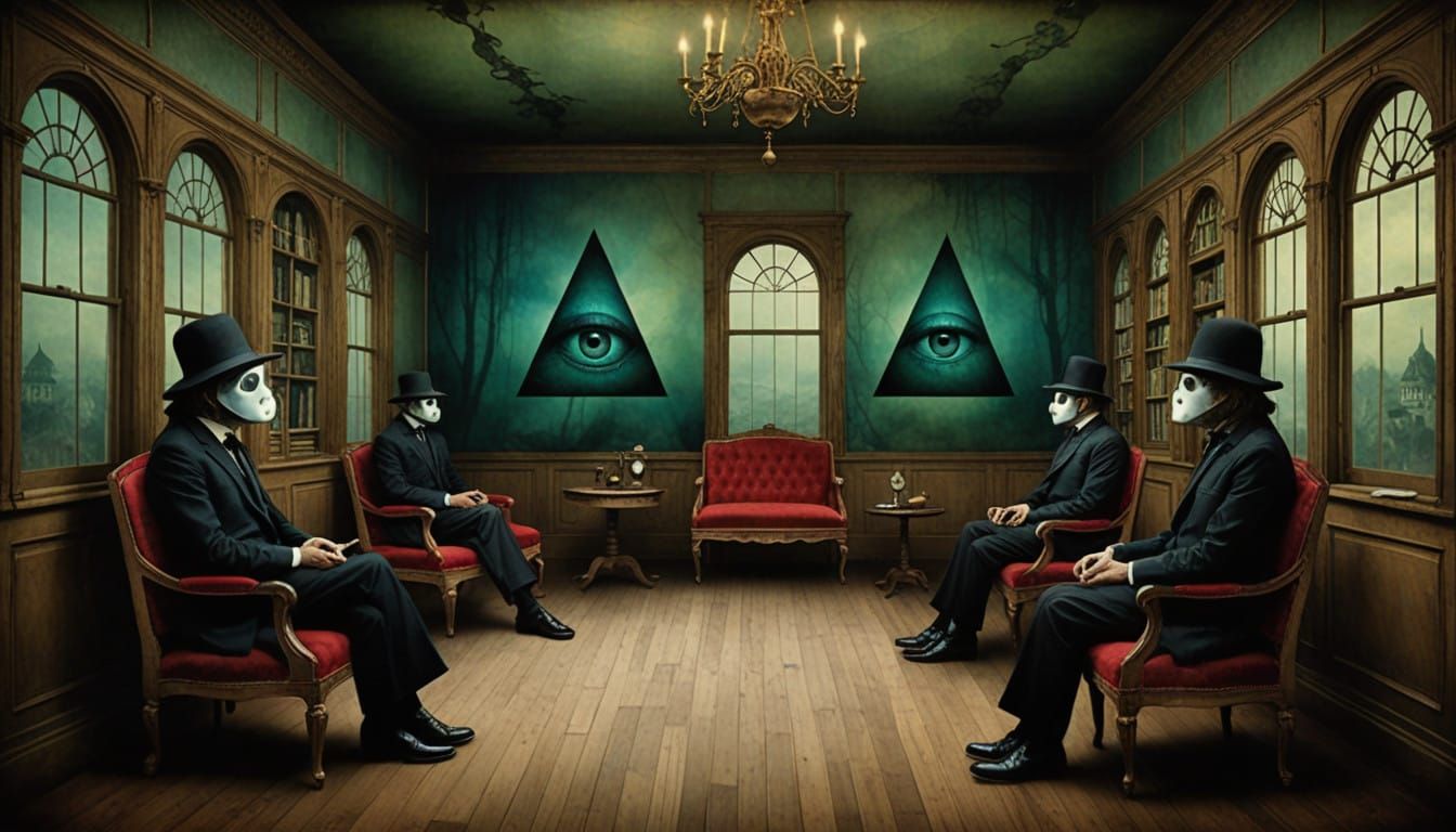 Eerie Waiting Room Scene in Surrealism Style - AI Art