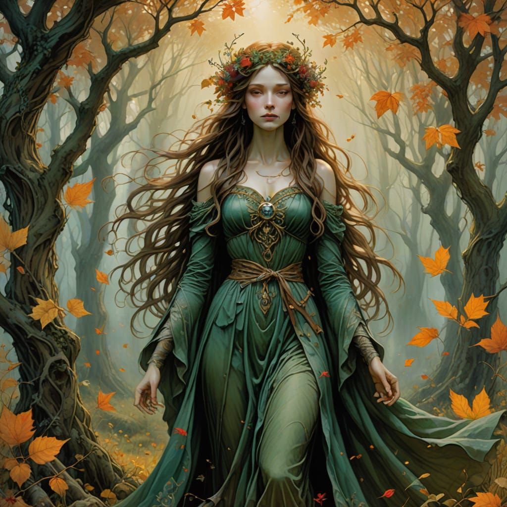 Four Goddesses in a Lush, Vibrant Landscape - Spri... - AI Art