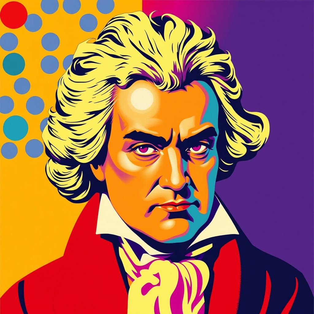 Portrait of Beethoven, inspired by Andy Warhol
