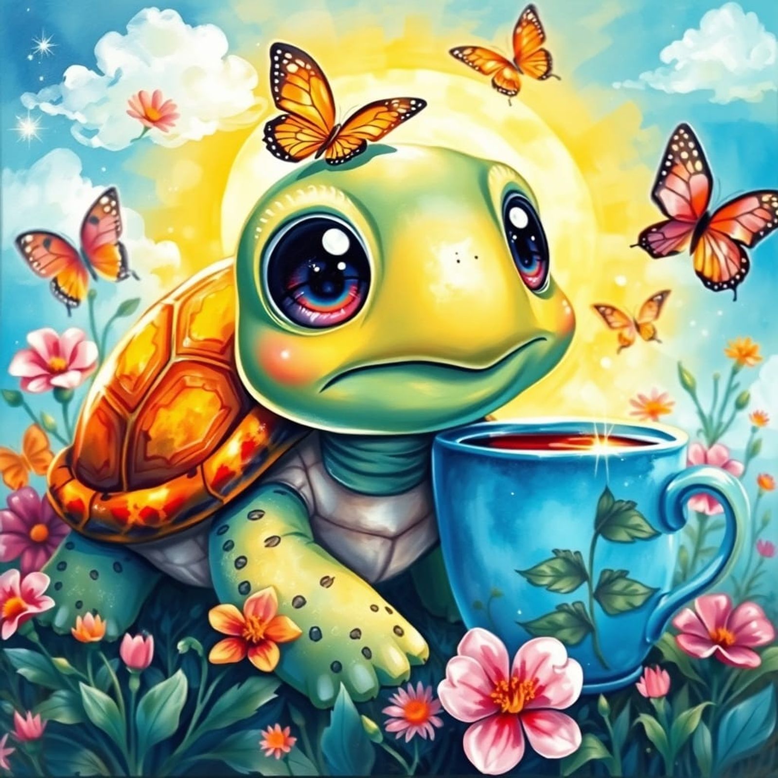 Child and Cat Cuddling Under Heart Blanket - AI Art