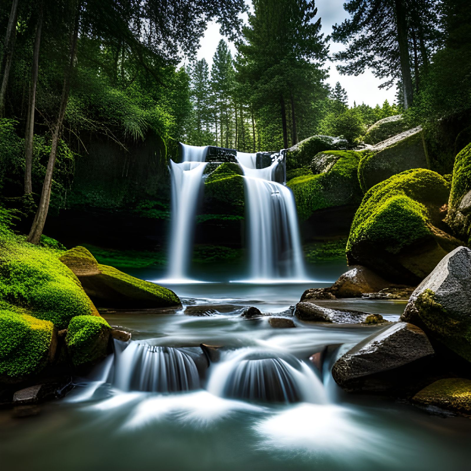 Serene Waterfalls - AI Generated Artwork - NightCafe Creator