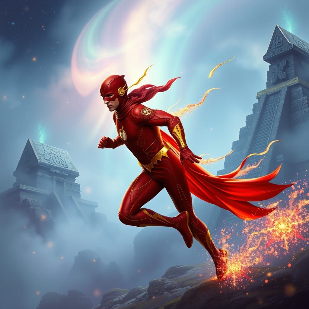 Aztec God The Flash in action - Aztec Flash: Ethereal Sprint...