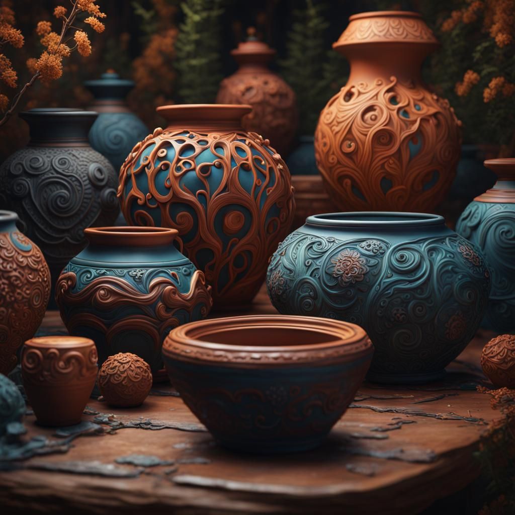 Pottery Jars - AI Generated Artwork - NightCafe Creator