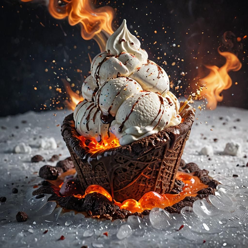 The ice cream volcano - AI Generated Artwork - NightCafe Creator