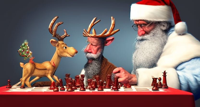 Santa and Rudolf play chess for the soul of an elf. - AI Generated ...