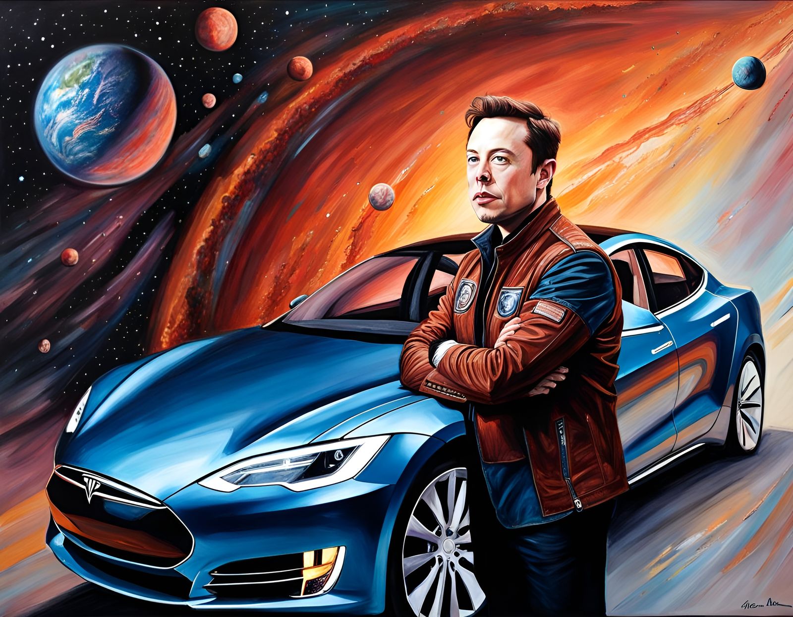 Draw Elon Musk driving a Tesla to Mars - AI Generated Artwork ...
