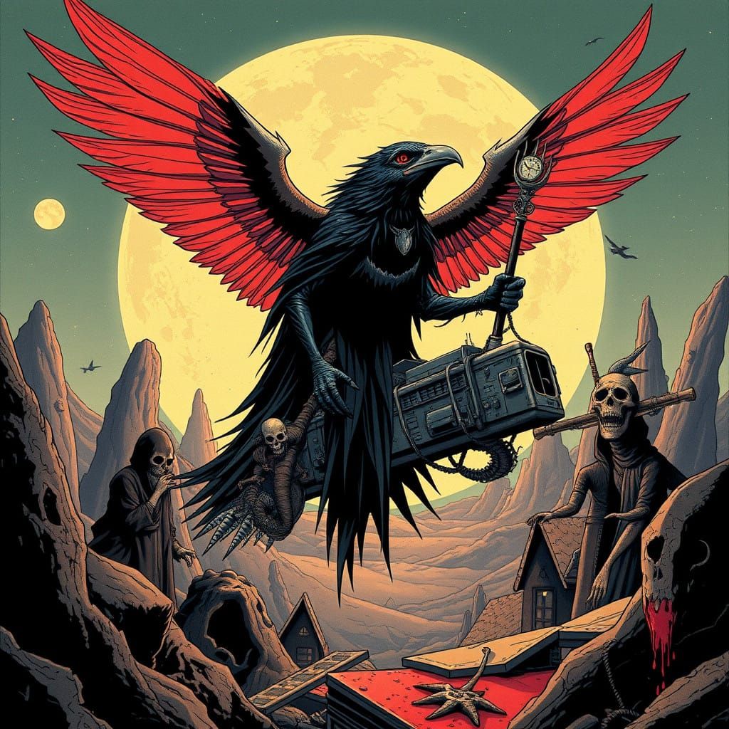 Witchblood Raven Familiar Spirit - Dark Cosmic Magpie Goddes...