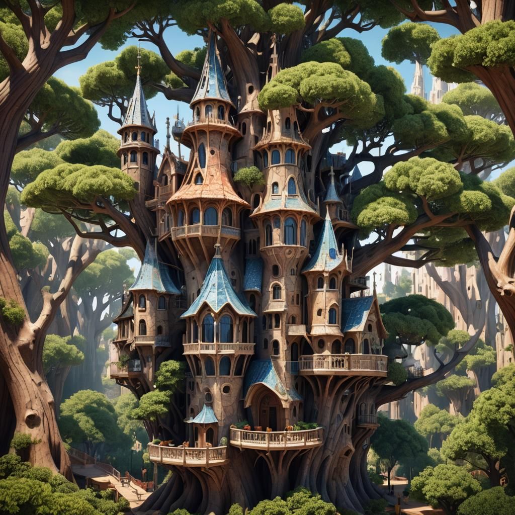 Arboreal Mansion - AI Generated Artwork - NightCafe Creator