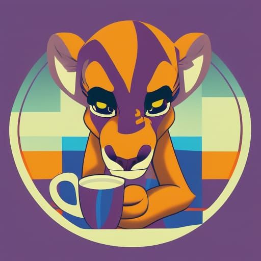 Simba from the lion king holding a cup of coffee - AI Generated Artwork ...