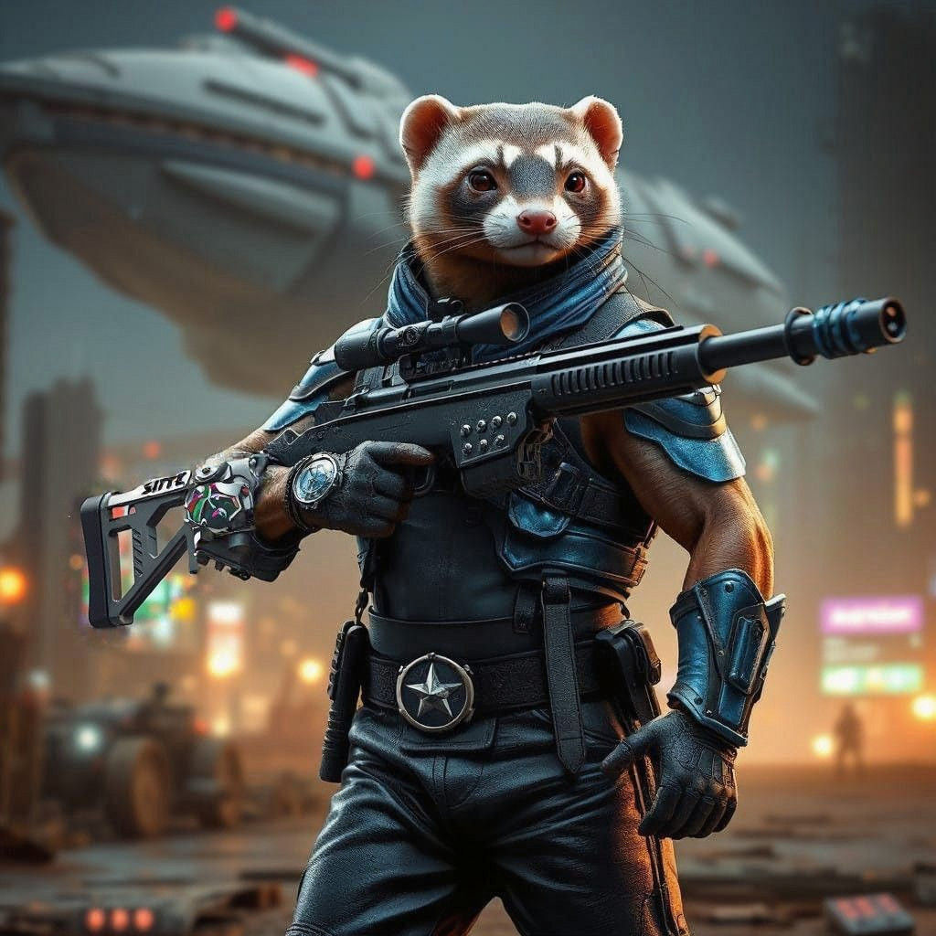 ferret sniper - Futuristic Armored Ferret Sniper in Sci-Fi A...