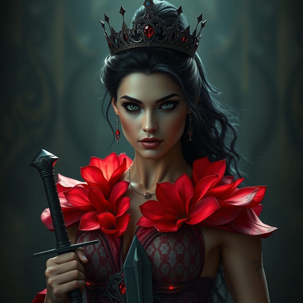 Ethereal Queen Warrior: Regal Power and Mystery in... - AI Art