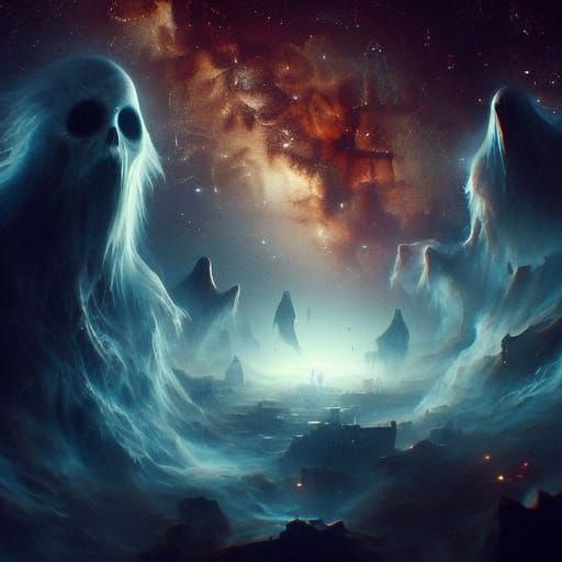 Ethereal Galaxy Ghosts in Cinematic Space - AI Art