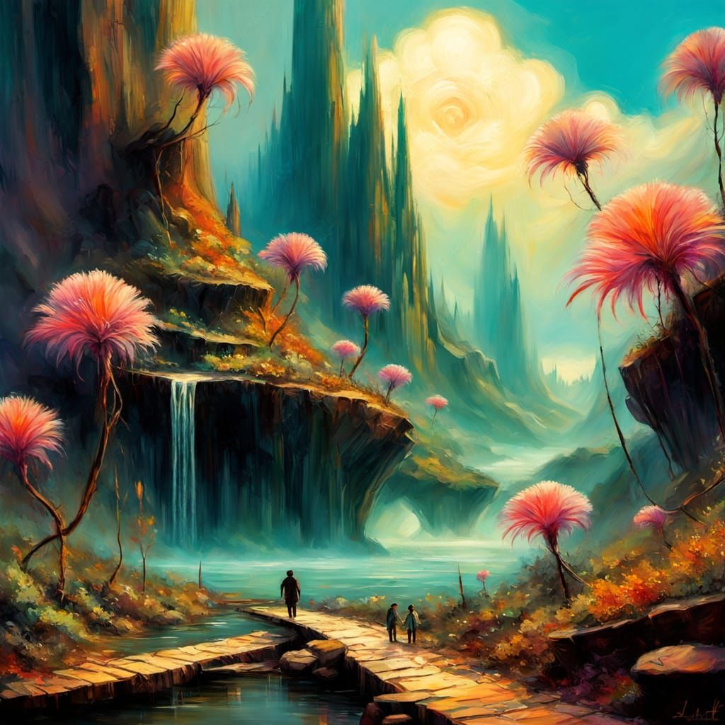 Land of the Feather Duster Trees - Impressionist Alien Lands...