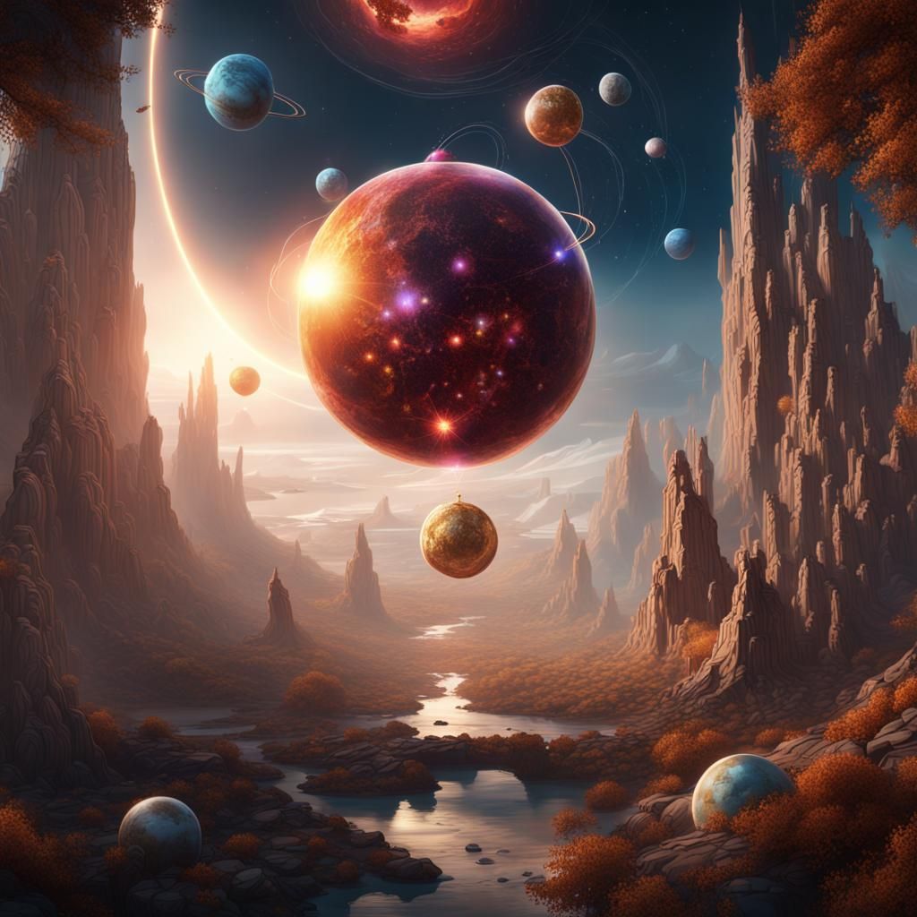 Planets everywhere - AI Generated Artwork - NightCafe Creator