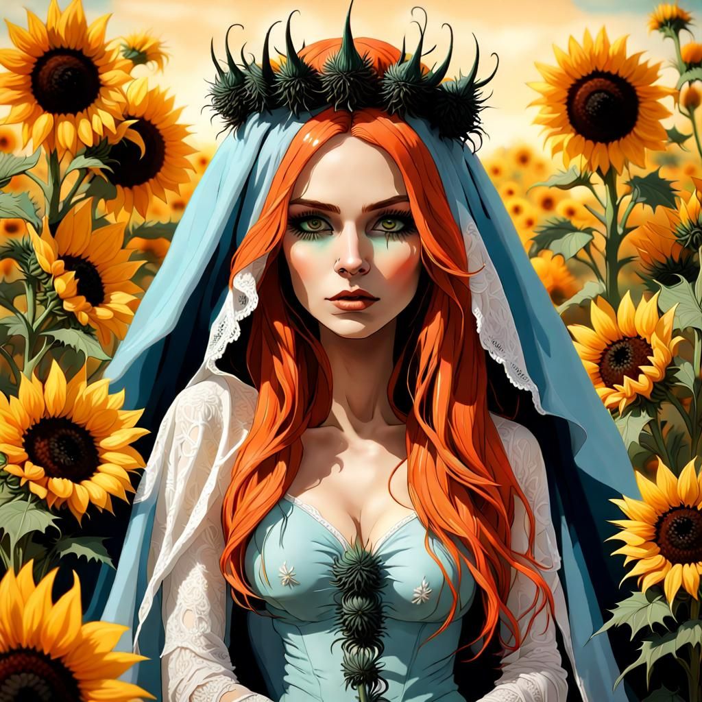 Sunflower Magic Maiden - AI Generated Artwork - NightCafe Creator
