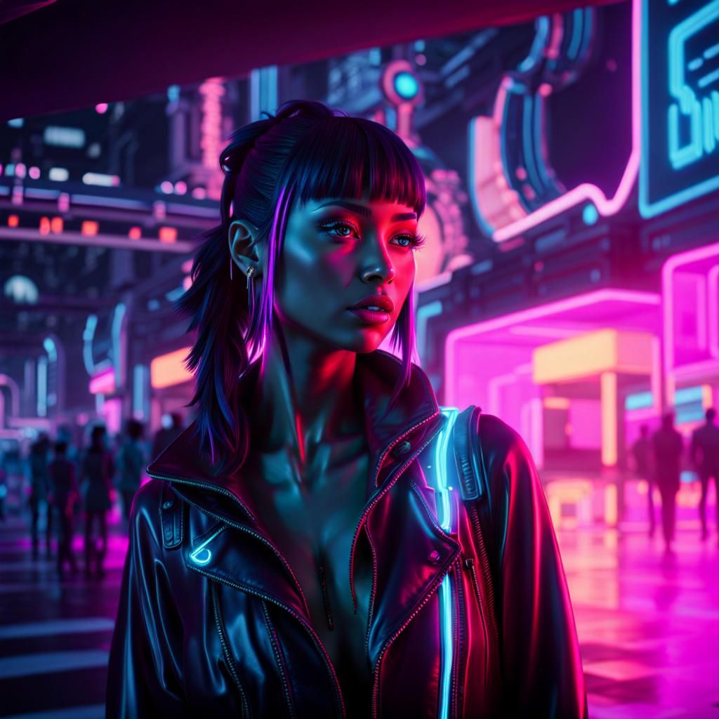 Sad neon girl crying - AI Generated Artwork - NightCafe Creator