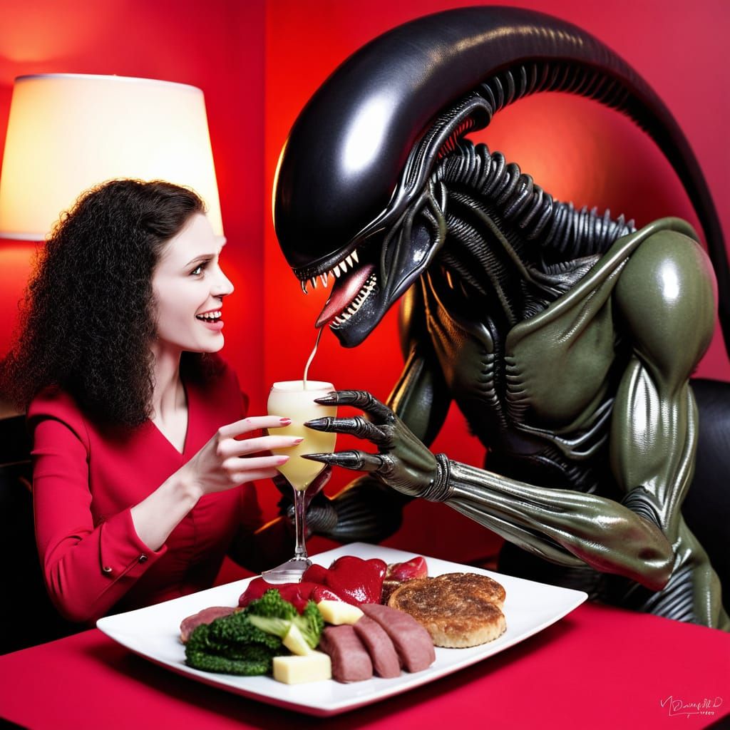 Xenomorph Valentines day dinner - Surreal Xenomorph Valentin...